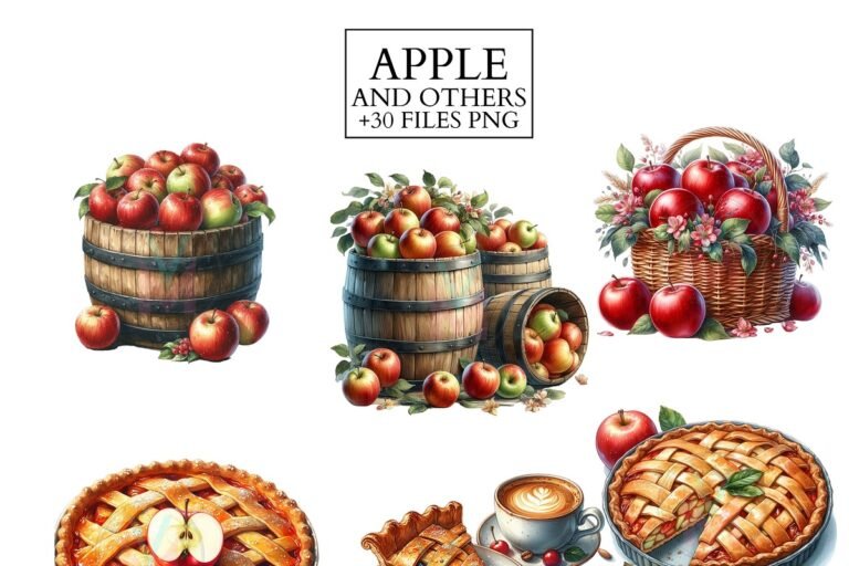 Apple Clipart Set Watercolor PNG
